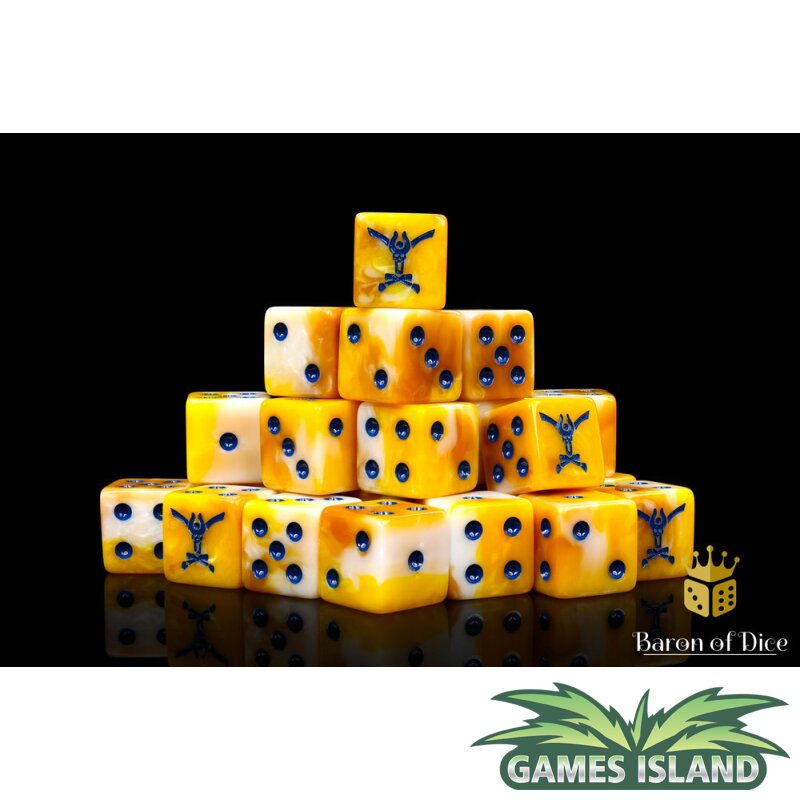 Baron of Dice - Pharaoh, Gold 16mm Square Corner Dice (25), 32,50
